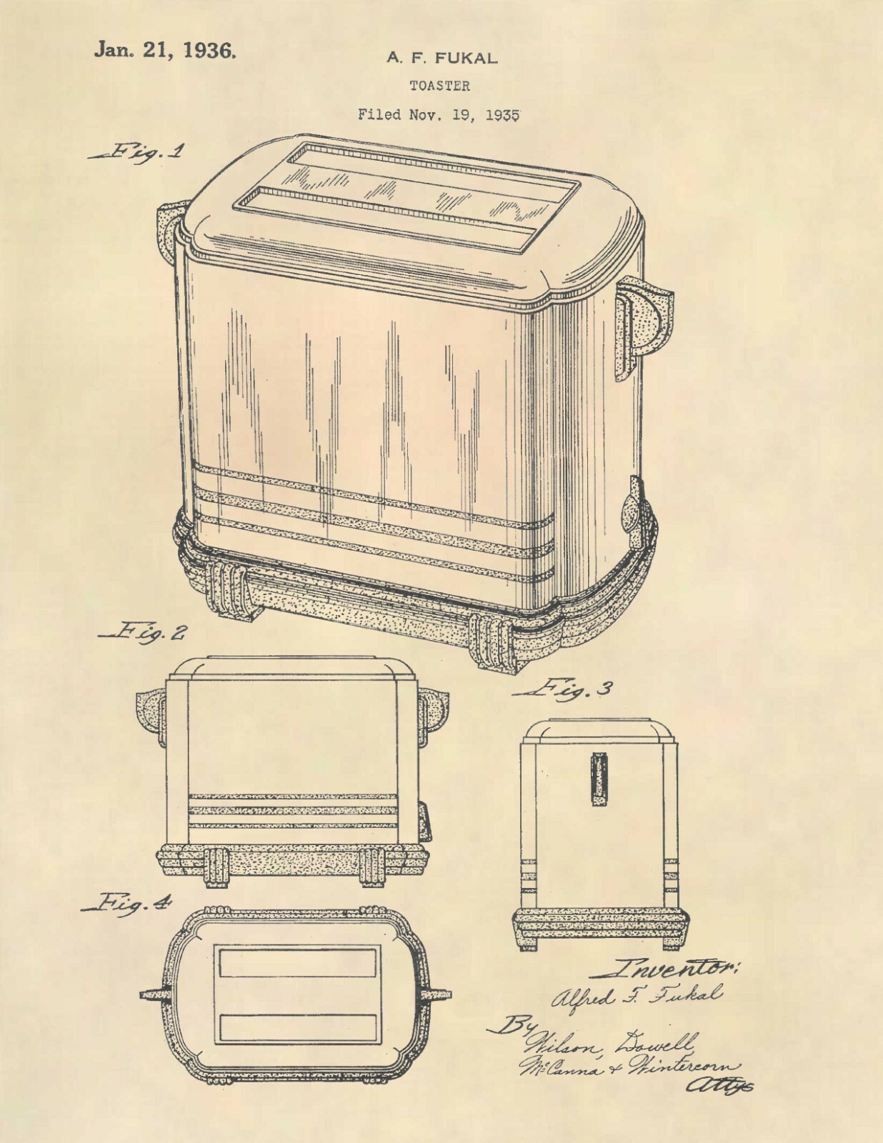 Vintage Toaster US Patent Art Print - Antique Vintage Baker Kitchen Aid ...