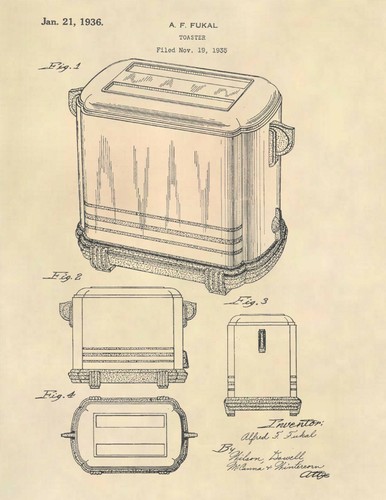 Vintage Toaster US Patent Art Print - Antique Vintage Baker Kitchen Aid ...