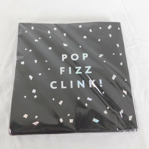 Pop Fizz Clink! Party Napkins Black Silver Confetti Wedding Birthday ...