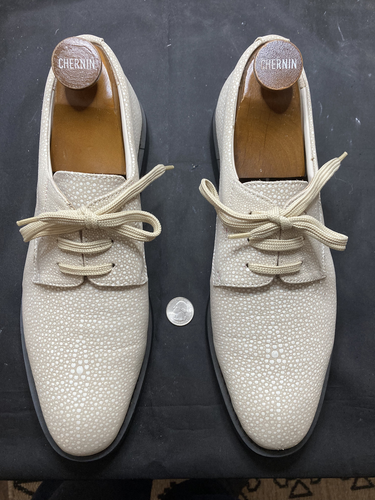 WOW! Amazing Pair of Ivory Colored Custom Made Stingray Shoes Worn Once ...
