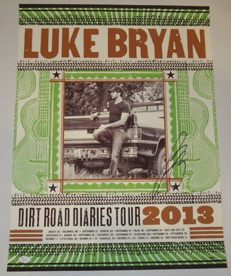 LUKE BRYAN HAND SIGNED AUTOGRAPHED 18X24 DIRT ROAD DIARIES TOUR POSTER ...