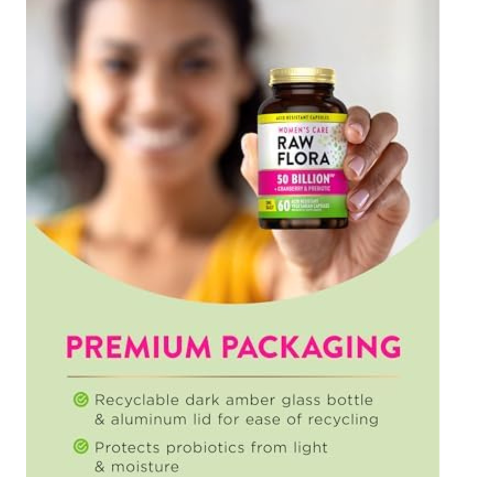 Nature's Truth Raw Flora Probiotics for Women | 50 Billion CFU | 60 ...