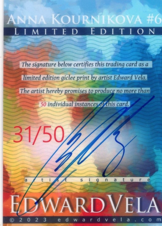 Anna Kournikova Edward Vela Card #/50 Artist Signed Autograph Auto | eBay
