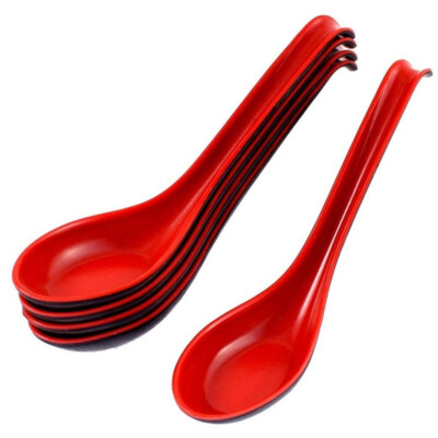Japanese Soup Spoons with Long Handle - Red and Black Ramen Noodle ...