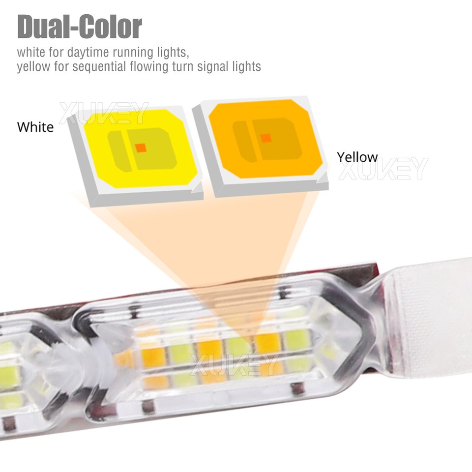 2pcs Car Led Strip Crystal DRL Led Light Daytime Flowing Turn Signal ...