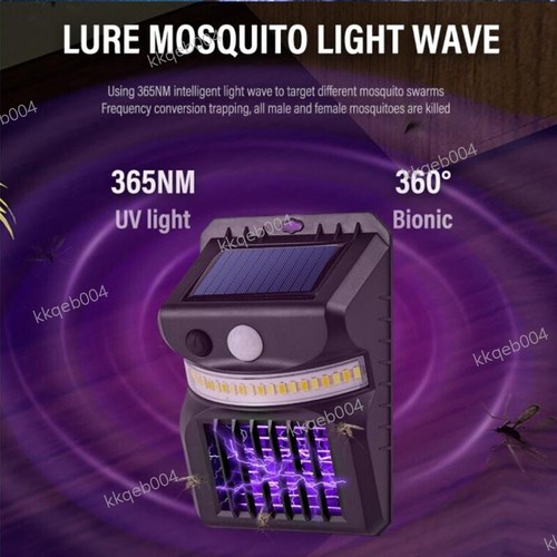 LED Solar Power Mosquito Killing Wall Sensor Light Outdoor UV Bug Fly ...