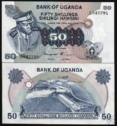 Uganda 50 Shillings P-8 1973 Idi Amin UNC Ugandan World Currency Money ...