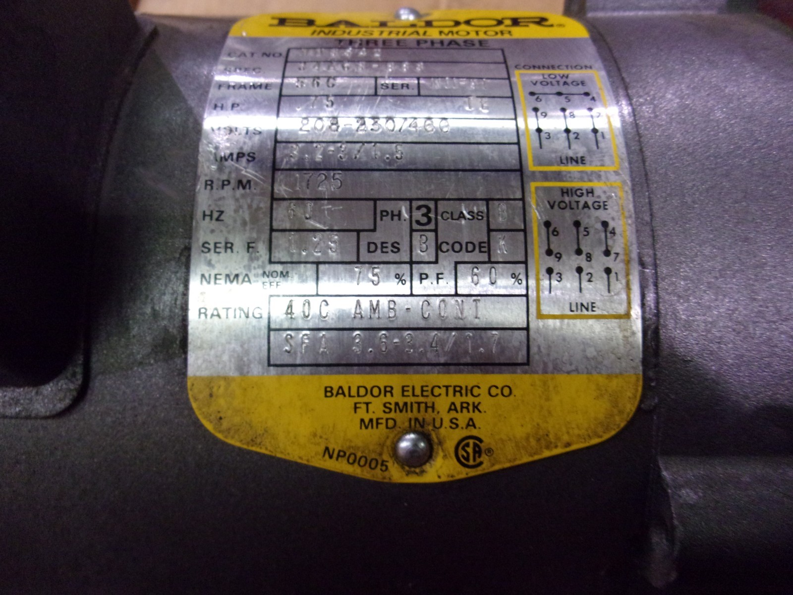 Commercial Shearing Inc. Hydraulic Pump 312-9310-007 with Baldor 3/4 hp motor | eBay