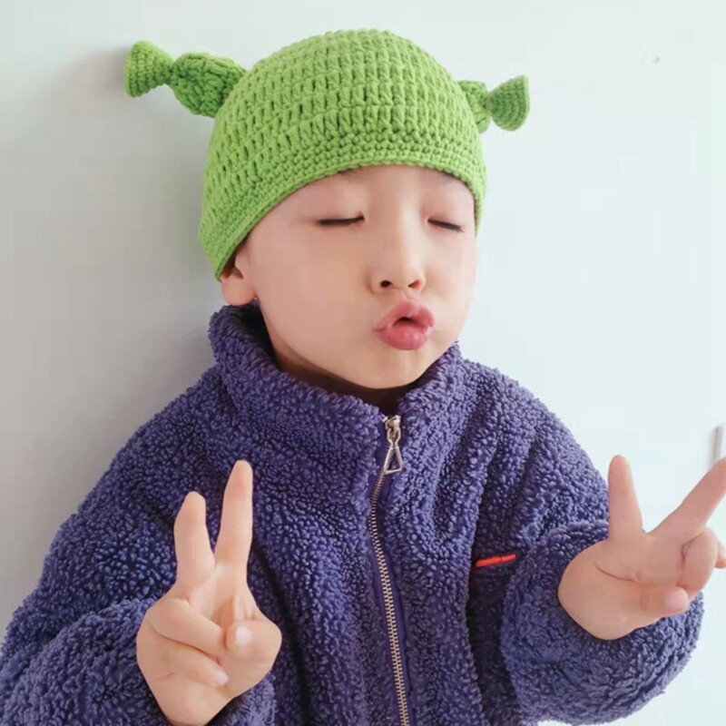 Lovely Alien Antenna Baby Hat Knitted Warm Solid Color Hats Decoration ...