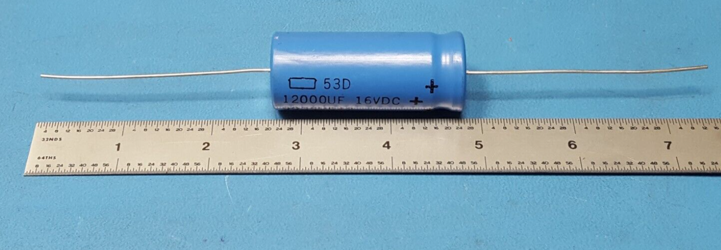 Capacitor, 53D123G016HL6, 12000UF/MF, 16VDC, Axial, UNITED CHEMI-CONN ...
