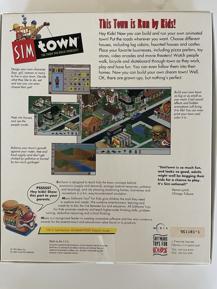 SimTown Big Box PC CD-ROM Maxis Software Toolworks CIB Kids Sim | eBay