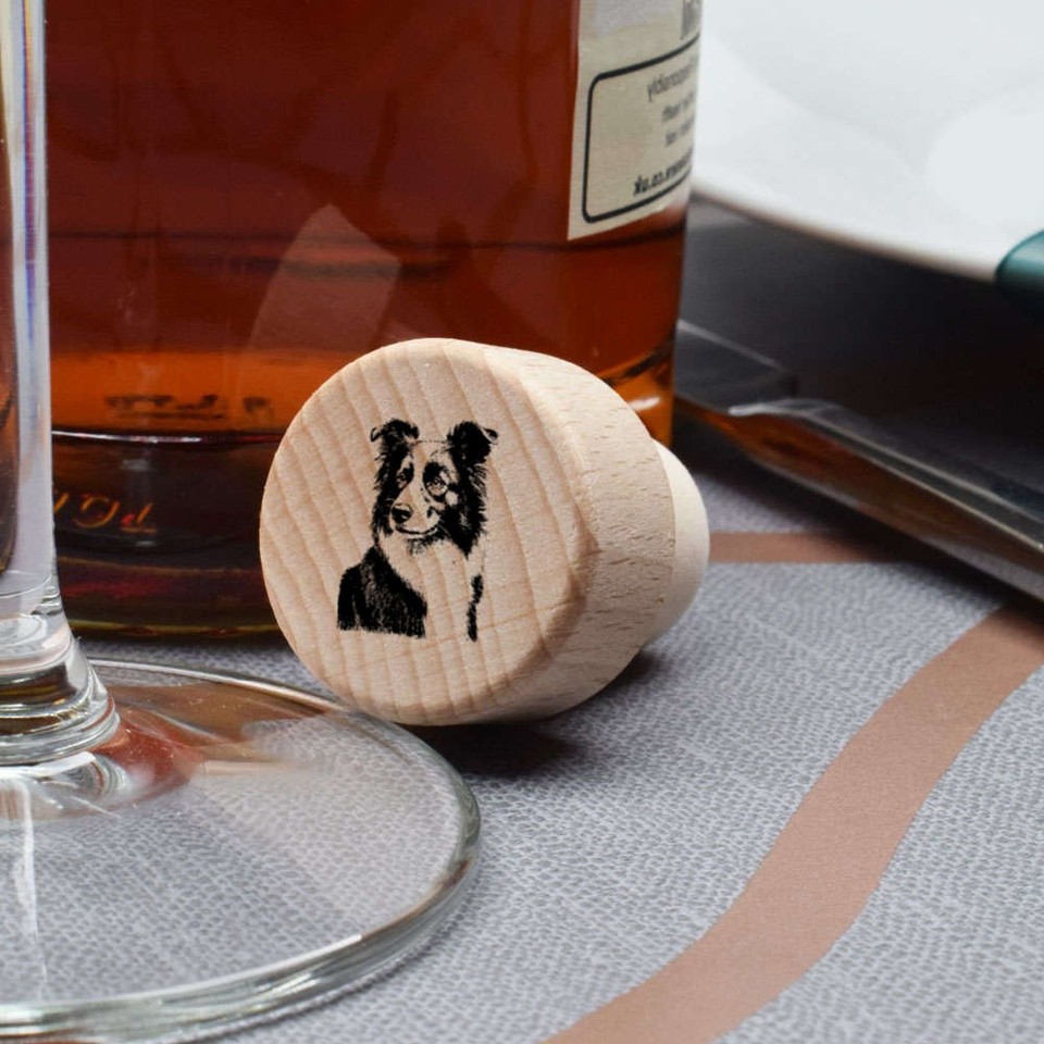 19mm 'Border Collie Portrait' Wooden Bottle Stopper / Cork (BS00031858 ...