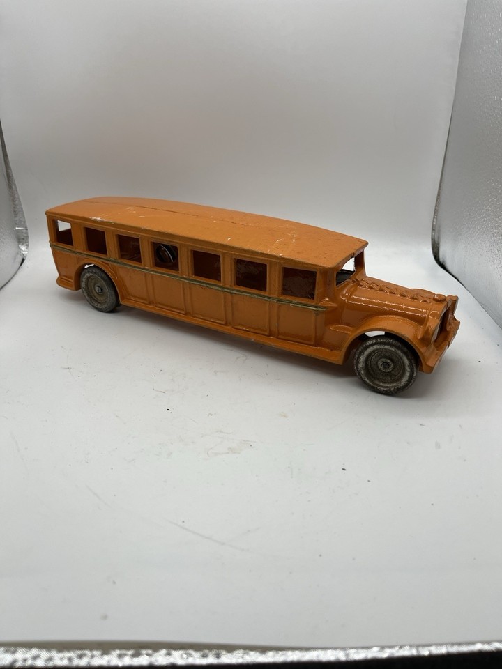 Fageol Safety Coach Bus Orange Arcade Cast Iron 12.5" Driver Antique ...