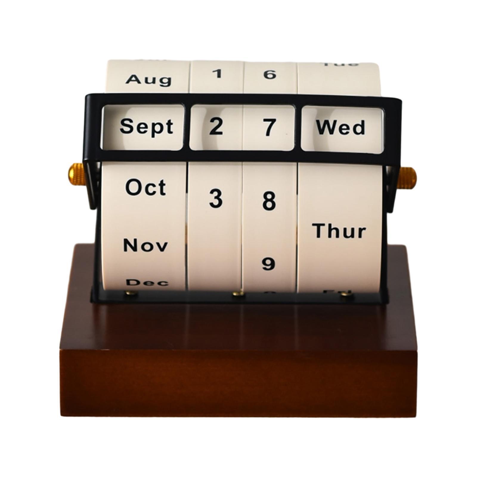 Perpetual Calendar Stable Wooden Rotary Calendar for Shop Living Room ...