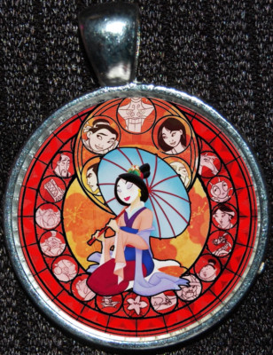 Disney Princess Fa Dress Yin Yang Fan Mulan Stained Glass Pendant ...