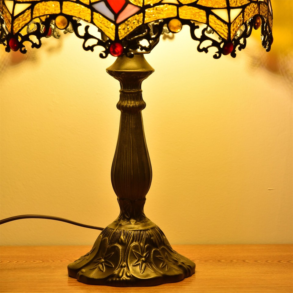 Tiffany Style Table Lamps Handcrafted Stained Glass Art Light Bedside ...