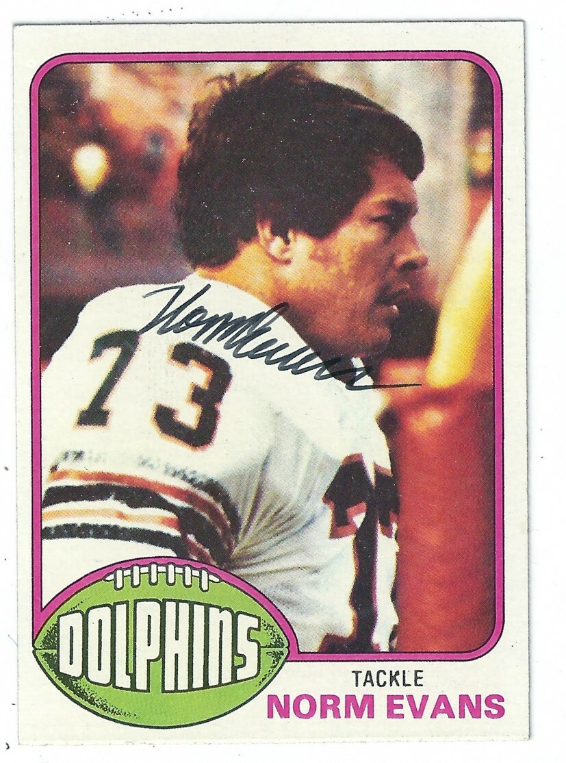 Autographed NORM EVANS Miami Dolphins 1976 Topps card #492 w/COA | eBay