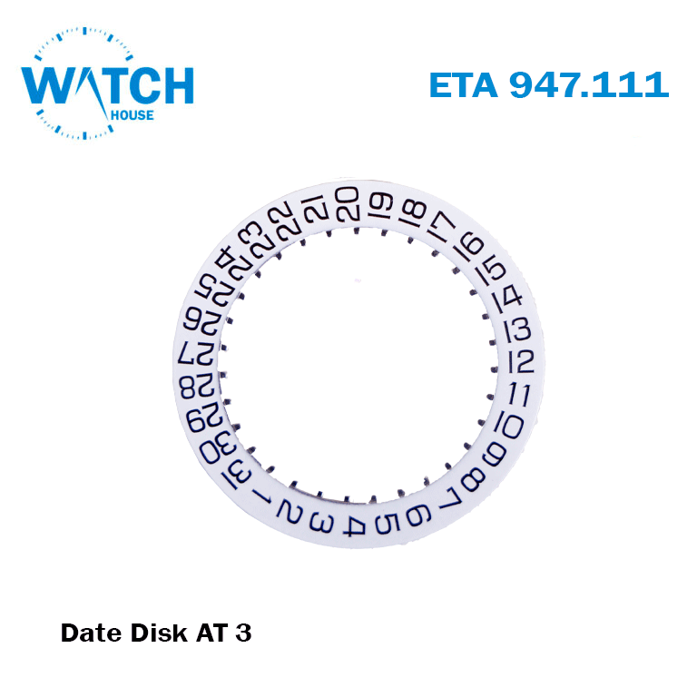 Date Disk For ETA Movement Number 947.111, White Color, Position on 3 ...