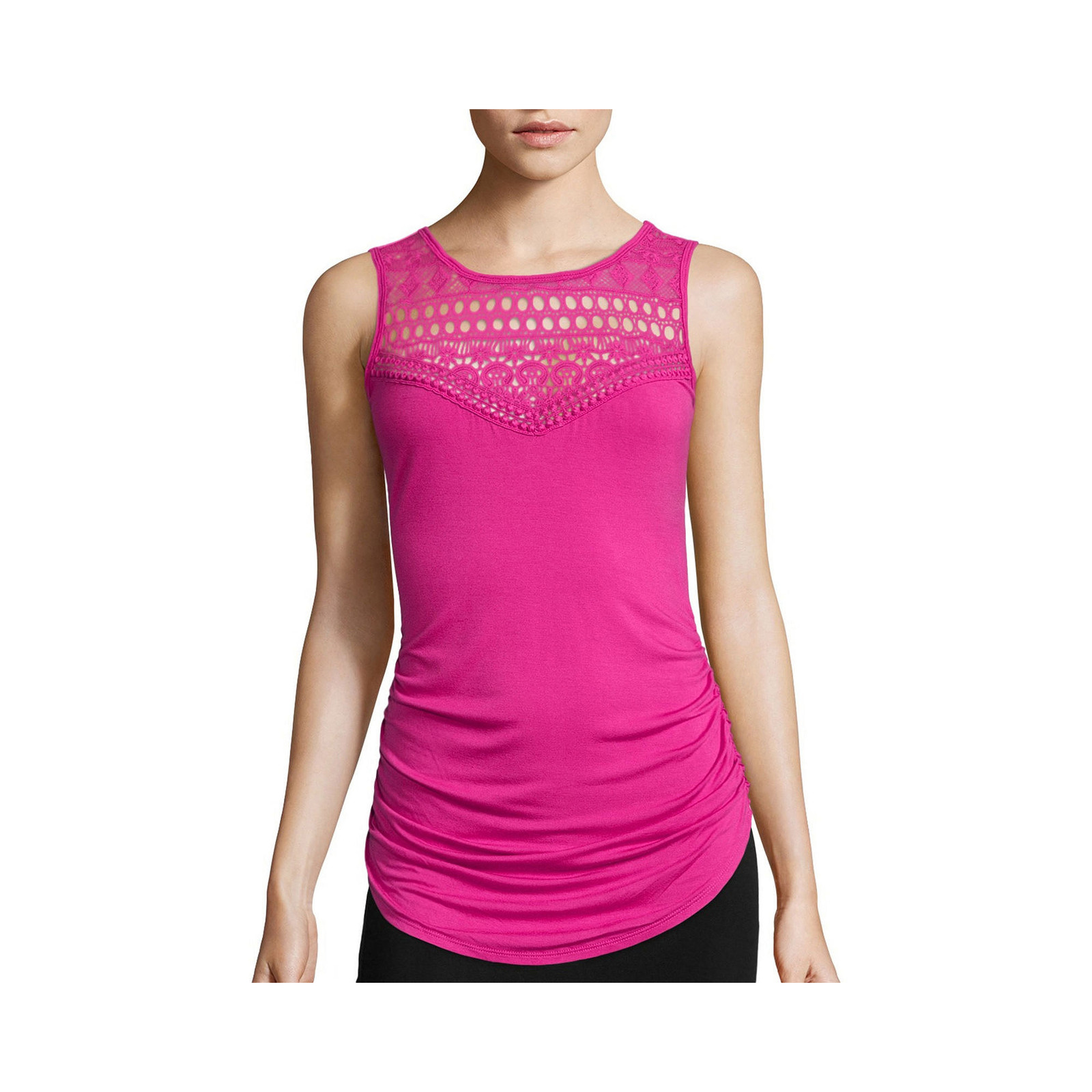 Bisou Bisou Lace Embellished Tank Top New Very Berry Size S Msrp $44.00 ...