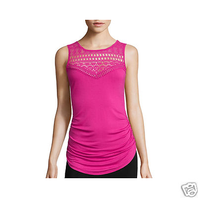 Bisou Bisou Lace Embellished Tank Top New Very Berry Size S Msrp $44.00 ...