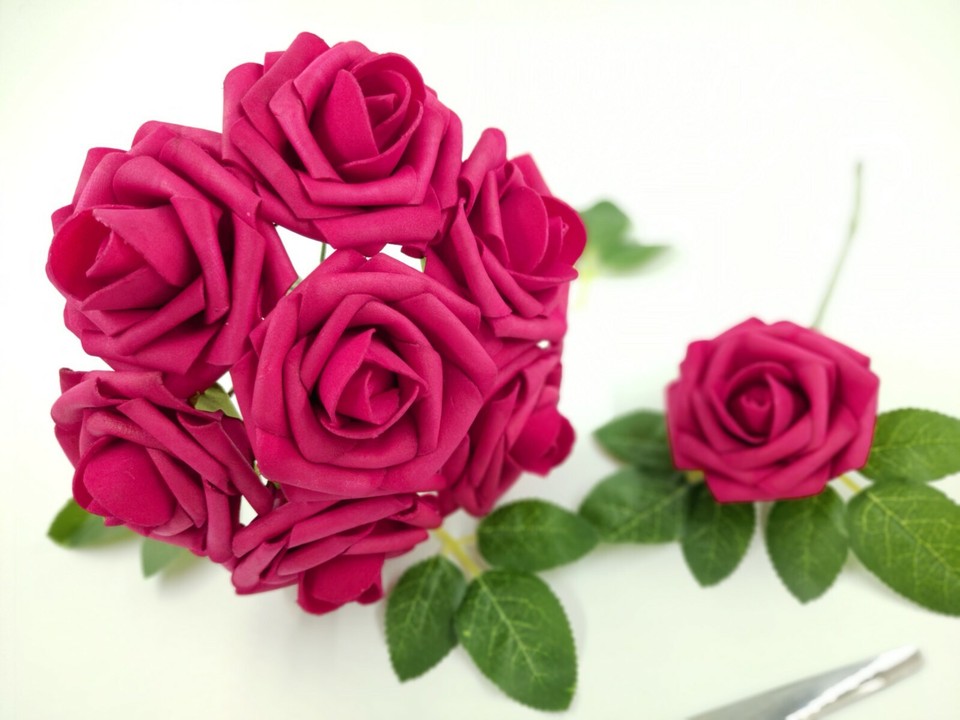 US 25/50pcs Royal Blue Foam Roses Decoration DIY for Wedding Party Baby ...