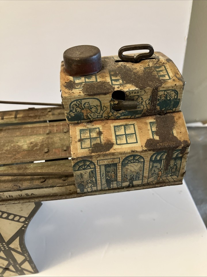 ORIGINAL CIRCA 1930S LOUIS MARX TOY CO. BUSY BRIDGE WIND UP TOY 24 ...