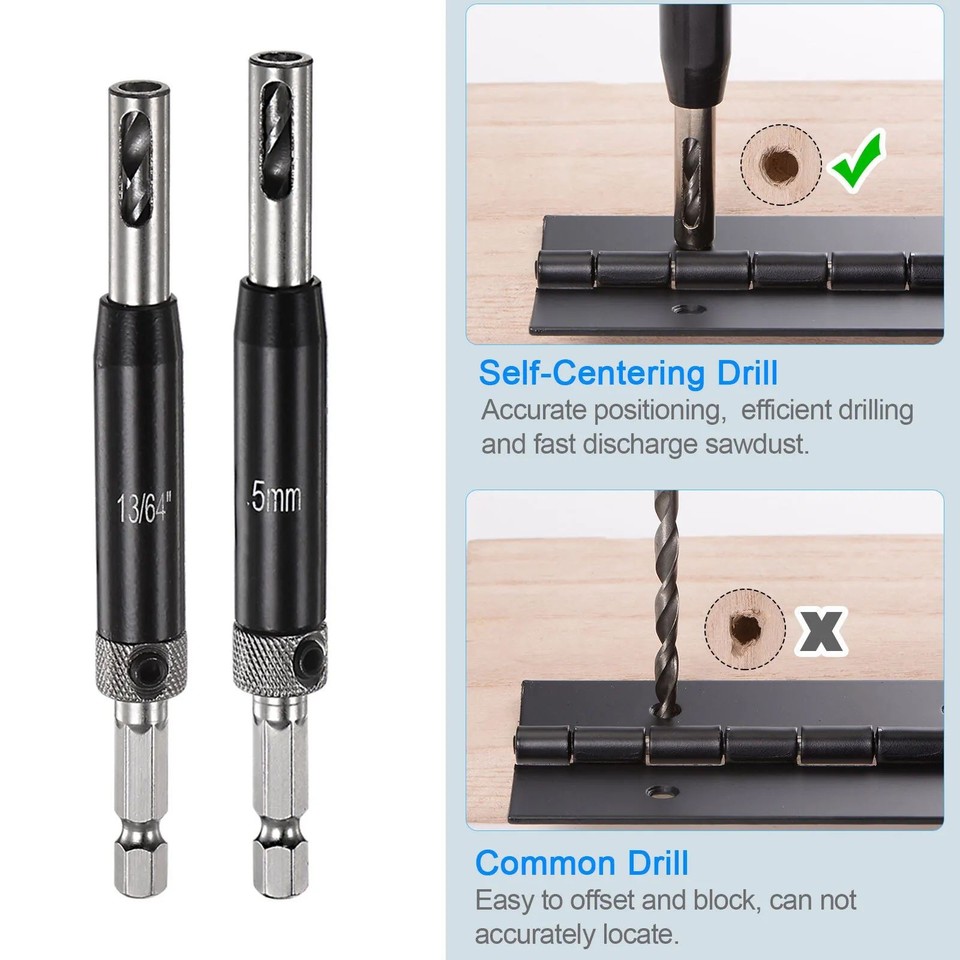 1/4 Shank Door Hinge Drill Bit Self Centering Lock Cabinet Hole Punch ...