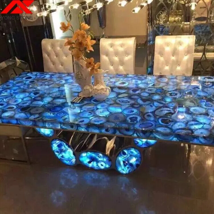 84" x 42" Natural Blue Agate Table Top / Agate Dining Table Top Home ...