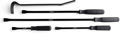 EXXO TOOLS HEAVY DUTY PRY BAR SET 5 PIECE COMFORT GRIP HEEL BAR HANDLES ...