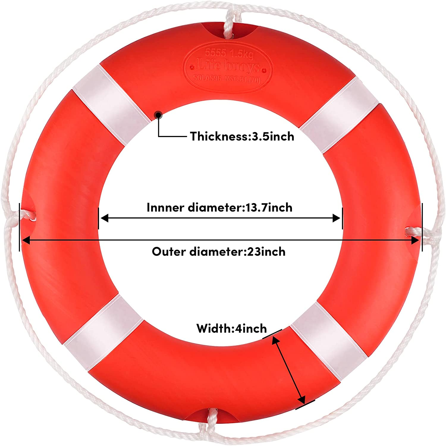 Life Ring, 23"/28" Boat Safety Throw Rings,Life Ring Buoy with ...
