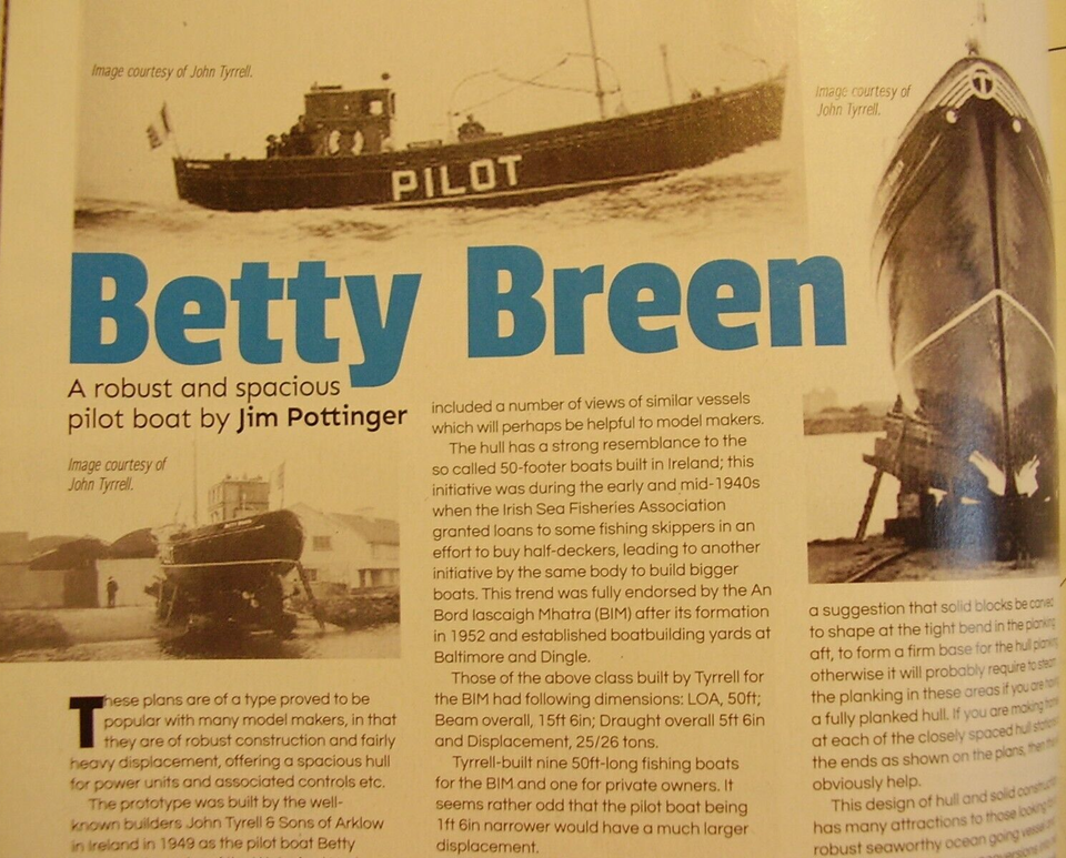 ORIGINAL MODEL BOAT PLAN BETTY BREEN PILOT BOAT 2019 WITH BUILD ...