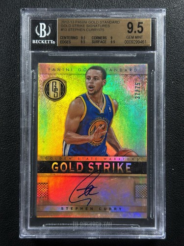 STEPHEN CURRY BGS 9.5 2012-13 PANINI GOLD STANDARD 13 STRIKE SIGNATURES ...