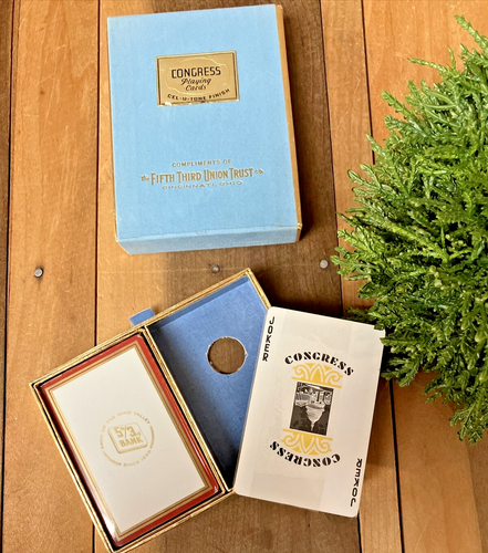 Congress Sealed Playing Cards Cincinnati OH Double Deck Gold Edge Cel-U ...