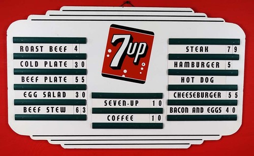 1940s Masonite 7Up Menu Board Soda Fountain Sign N.O.S. | eBay