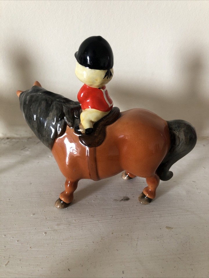 JOHN BESWICK HORSE PONY THELWELL COMICAL ANGEL ON HORSEBACK BROWN AND ...