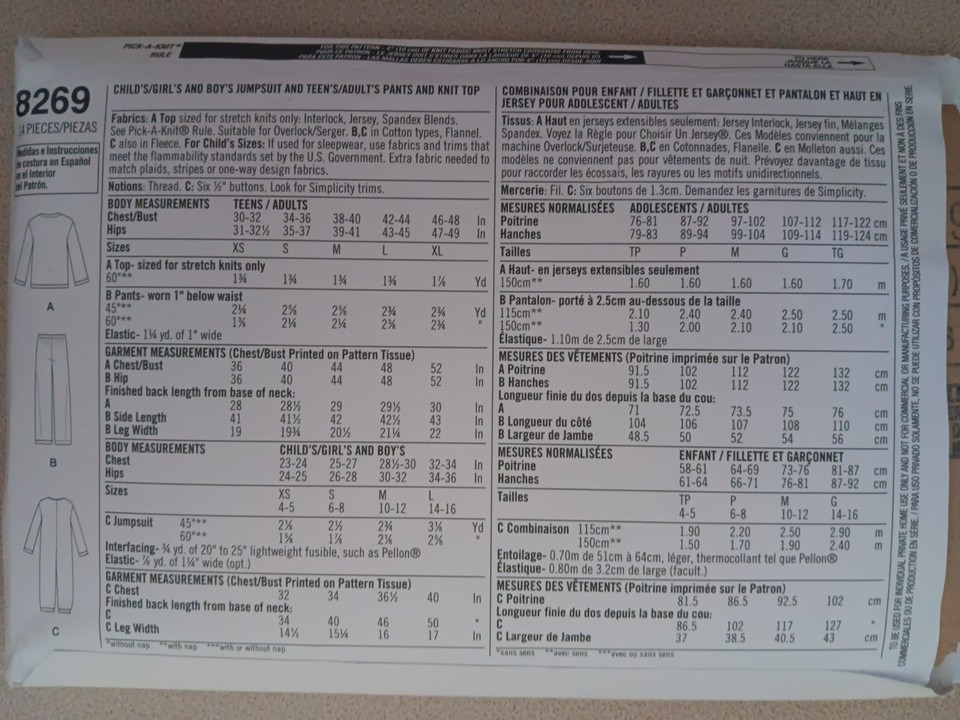 Simplicity Pattern 8269 Unisex Family Matching Pajamas Pants Shirts ...