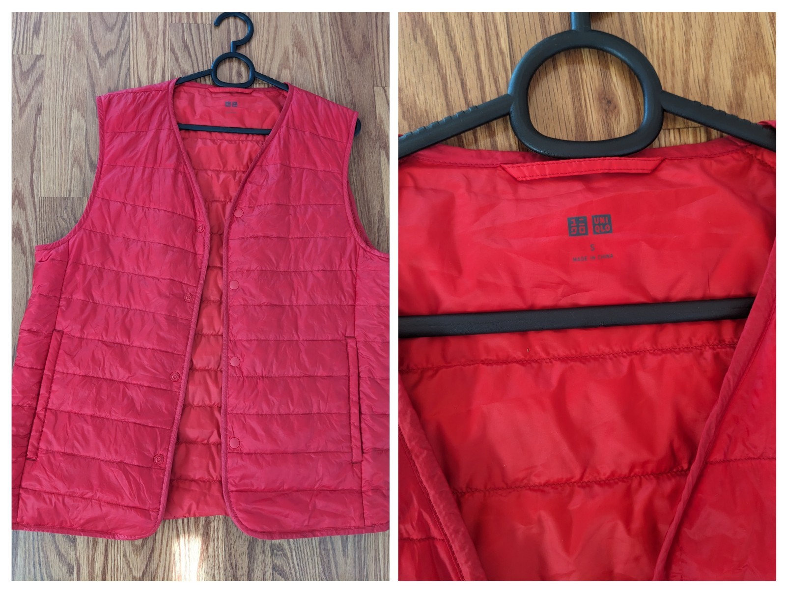 Red Uniqlo Ultra Light Down Puffer Vest Insulate Snap… - Gem