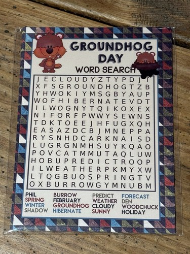 GROUNDHOG DAY Word Search & Scramble 5”x 7” Cardstock~2-Sided Colorful ...