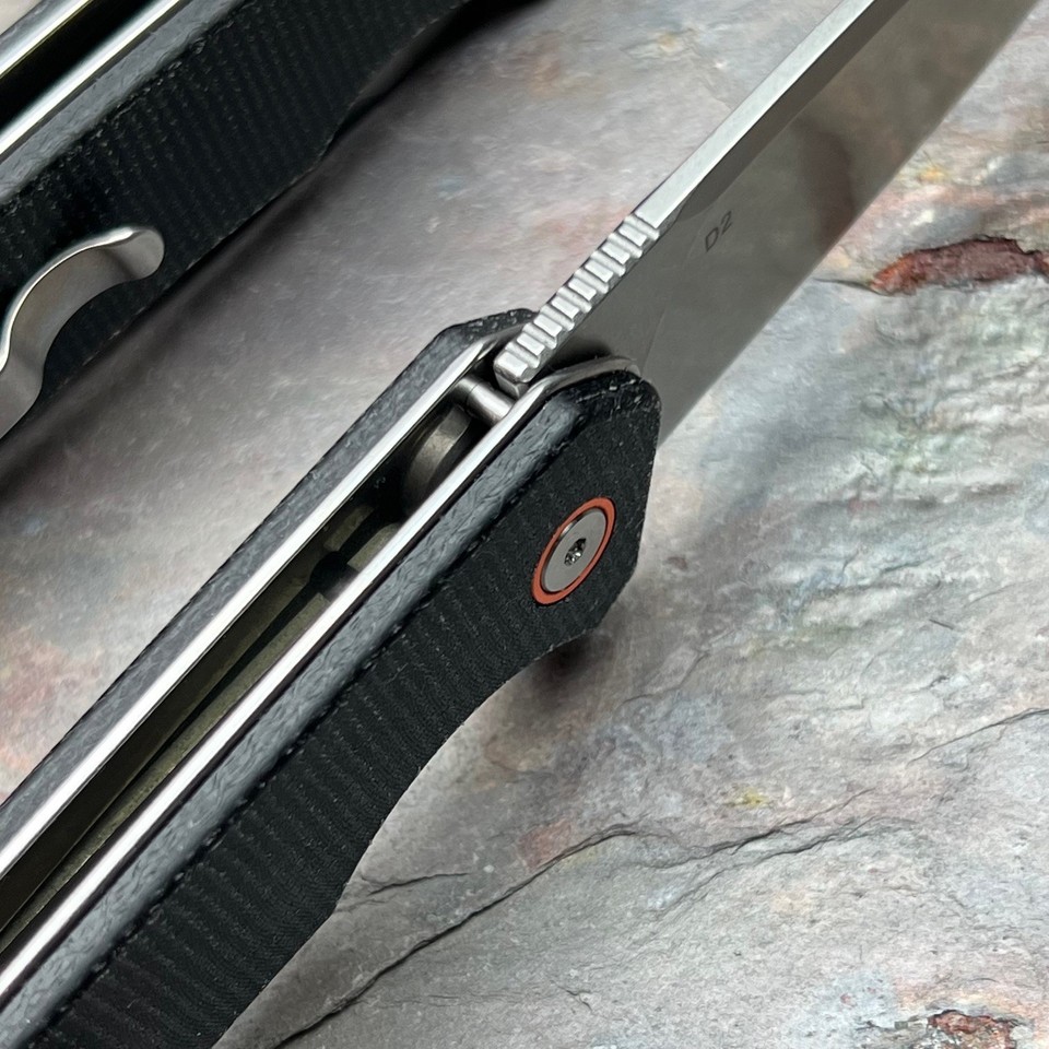 VORTEK SPROUT Black Micarta D2 Ball Bearing Flipper Blade Folding ...