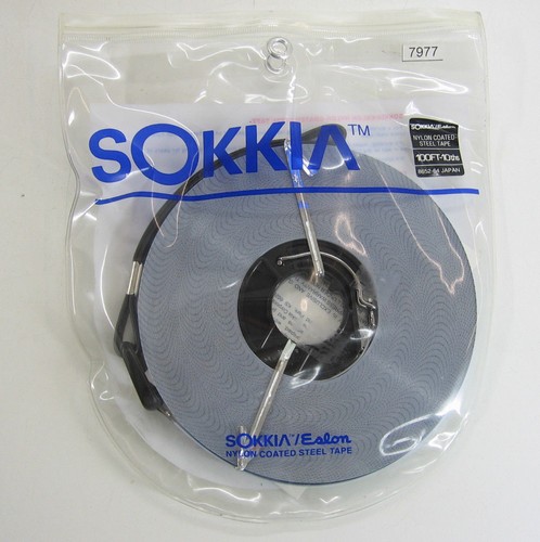SOKKIA/ESLON NYLON COATED STEEL TAPE 100'-10ths MODEL 8652-64 MADE IN ...