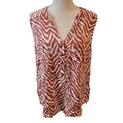 Torrid Rust/White Zebra Stripe Harper Rayon Slub Pullover Sleeveless ...