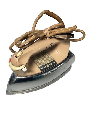 Vintage General Electric Steam Iron 16F66 Retro Metal Chrome Tan USA ...