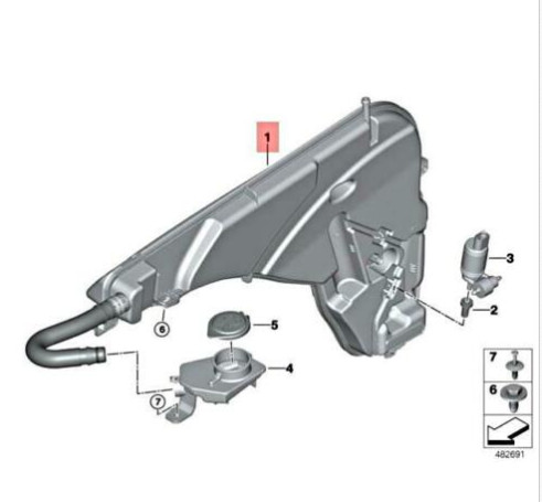 BMW X3 G01 F97 M WINDSHIELD WASHER RESERVOIR TANK 61667483866 NO DUTY ...