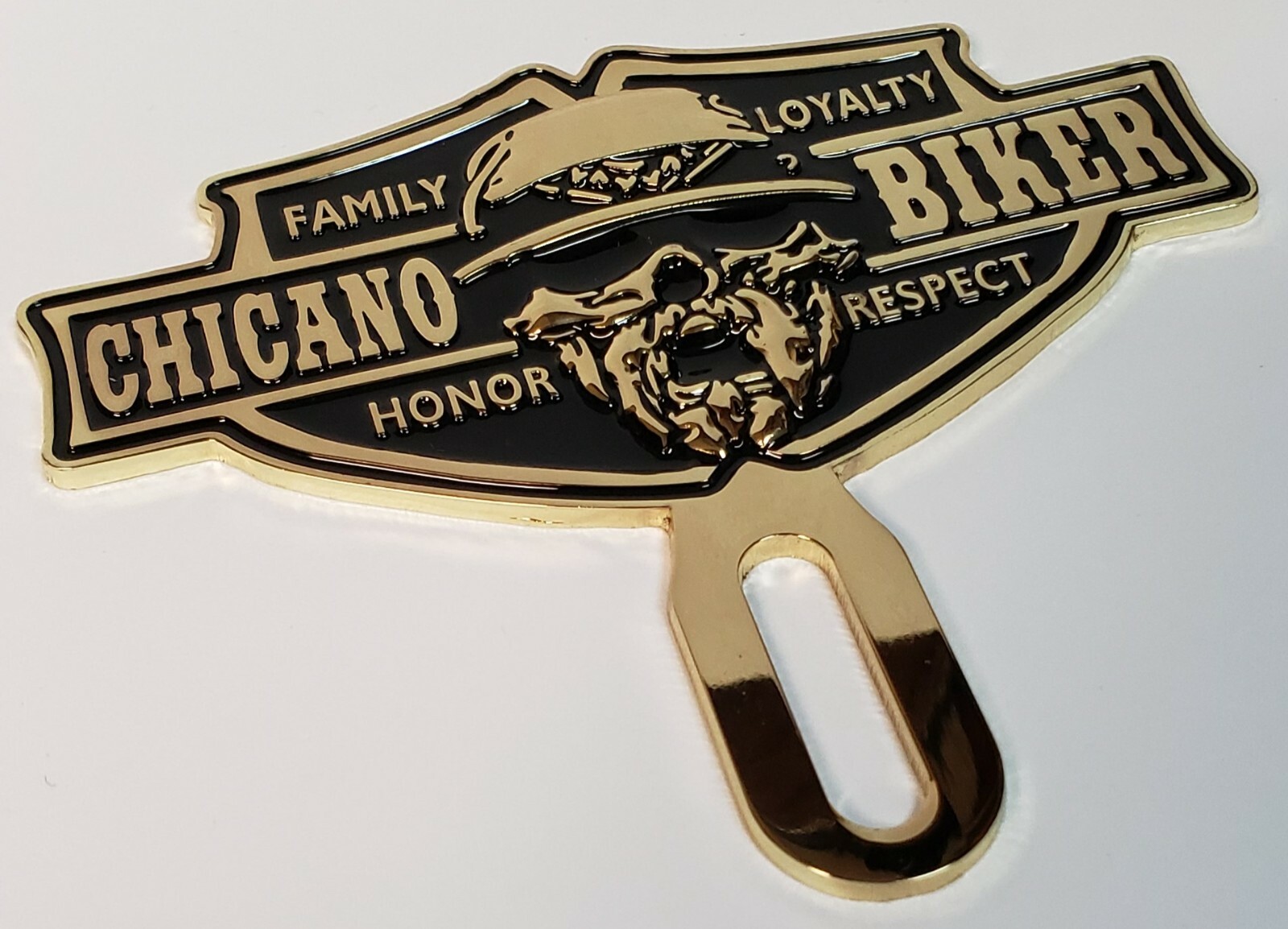 3D BRONZE CHROME CHICANO BIKER CHOLO LOWRIDER LICENSE PLATE TOPPER | eBay