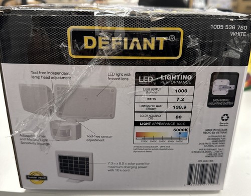 Defiant 180 Degree Outdoor Solar Motion Activated 2 Head LED Flood ...
