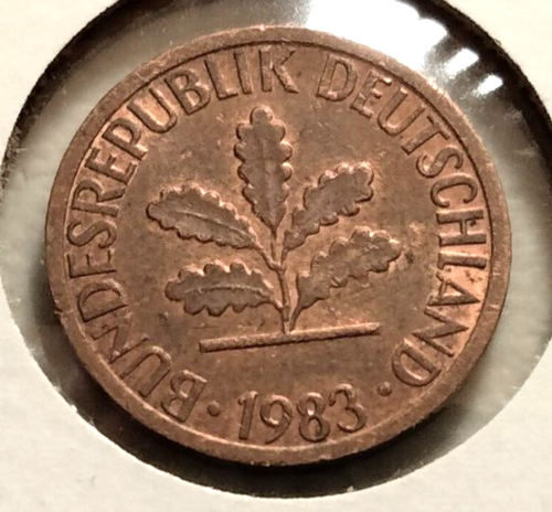 1983 F Germany 1 Pfennig Coin - KM#105 - (IN#12321) Combined Shipping ...