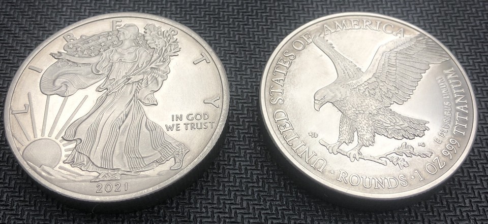 1 Troy Ounce .999 Fine Pure Titanium Walking Liberty Eagle Rounds ...