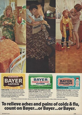 1973 Bayer Aspirin Medicine Health vintage Print Ad Advertisement | eBay