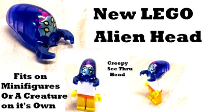 New LEGO Alien Head See Thru Skull Deep Purple Translucent Pinchers ...