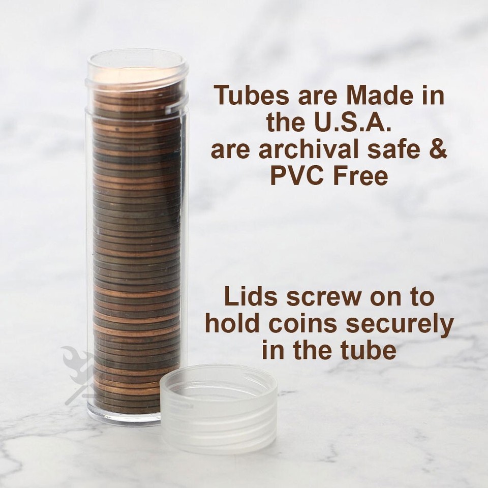 OnFireGuy 100pcs Coin Storage Tubes | Penny/Cent Coin Tubes Round Clear ...